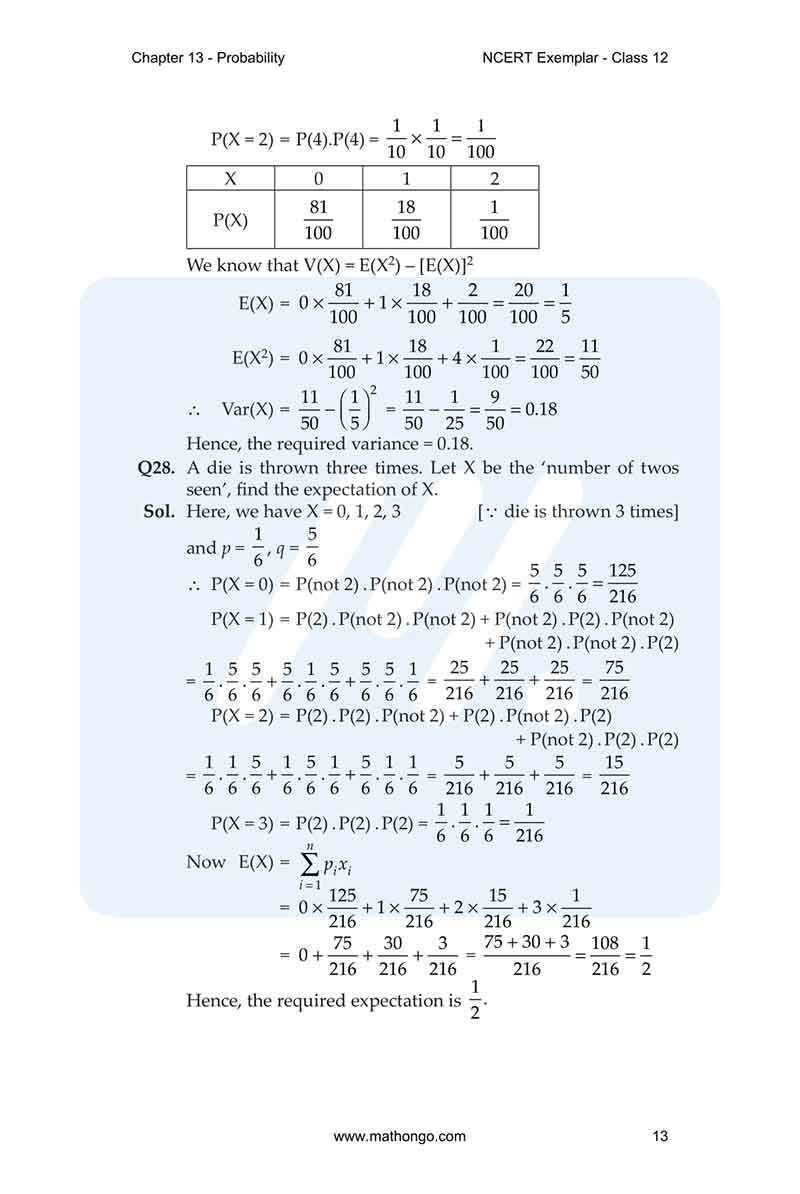 NCERT Exemplar for Class 12 Maths Chapter 13 – MathonGo