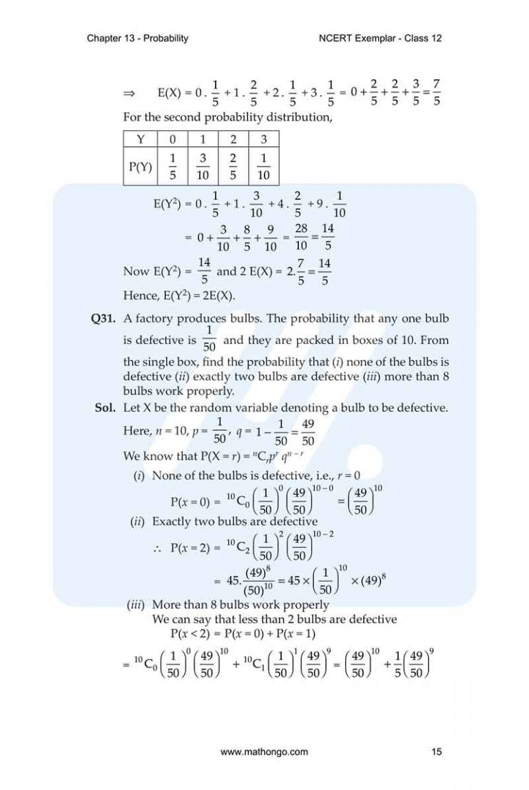 NCERT Exemplar For Class 12 Maths Chapter 13 MathonGo
