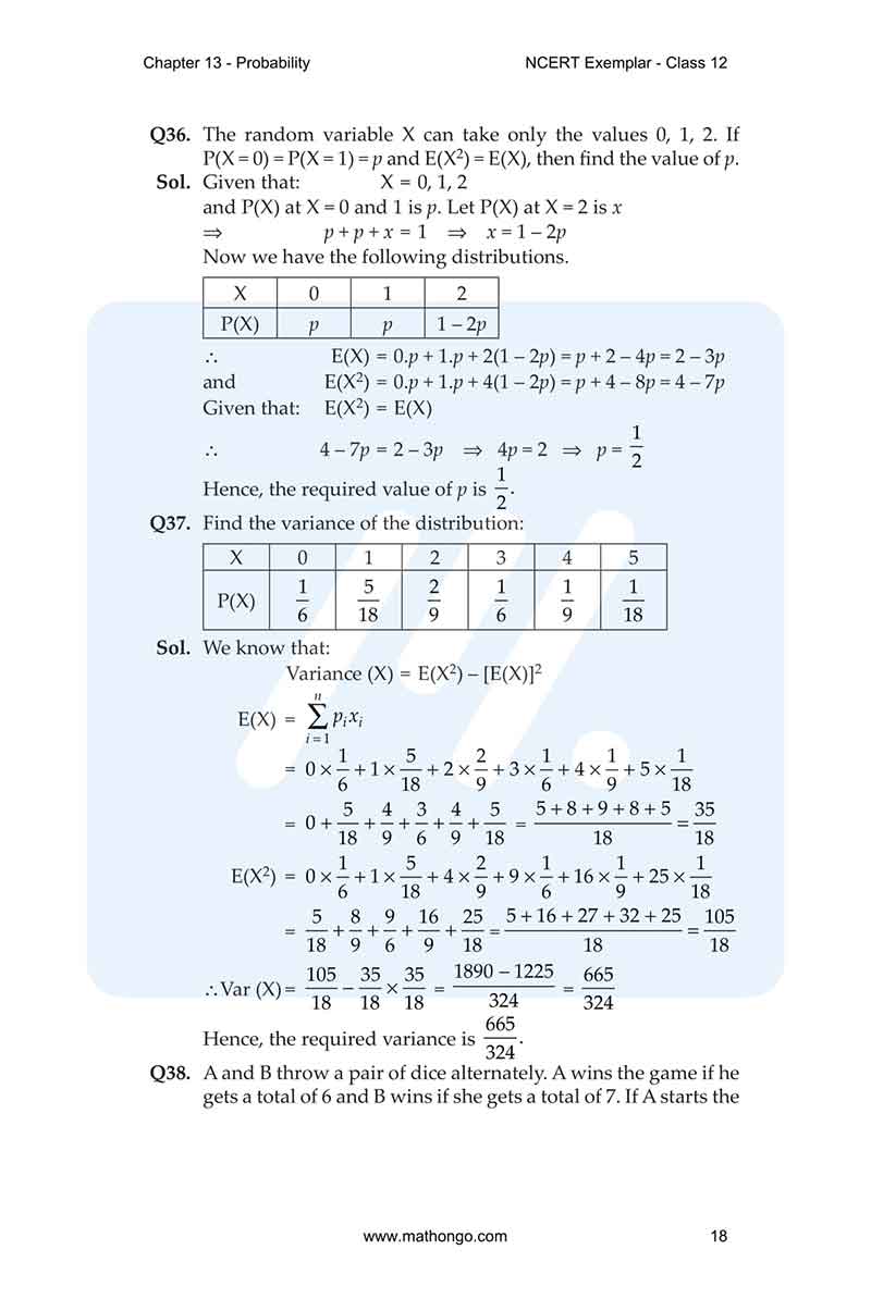 NCERT Exemplar for Class 12 Maths Chapter 13 – MathonGo