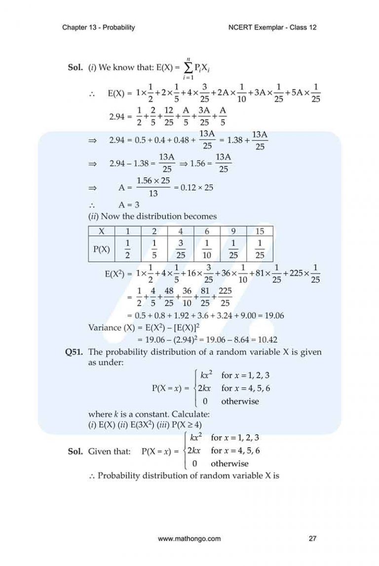 NCERT Exemplar for Class 12 Maths Chapter 13 – MathonGo