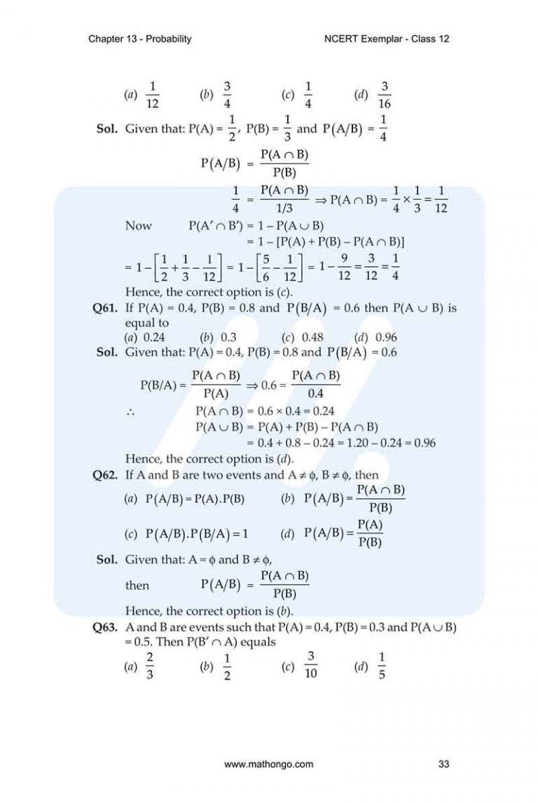 NCERT Exemplar for Class 12 Maths Chapter 13 – MathonGo
