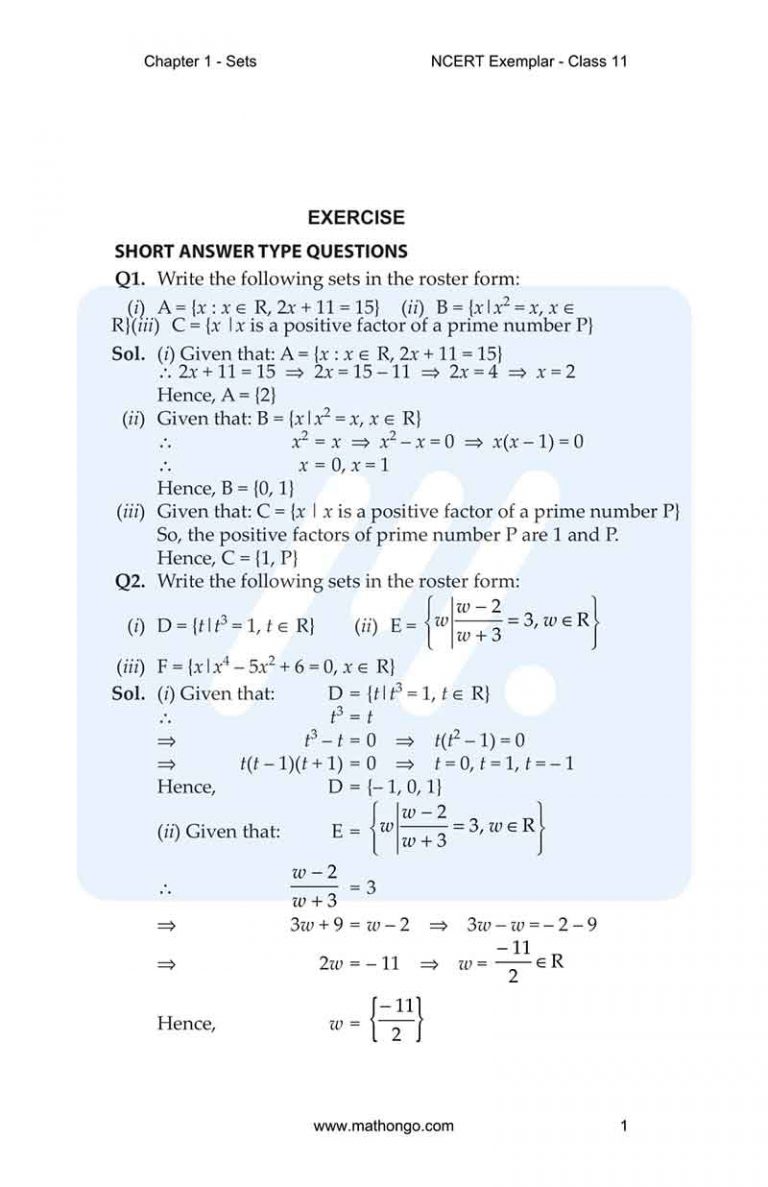 NCERT Exemplar for Class 11 Maths Chapter 1 – MathonGo