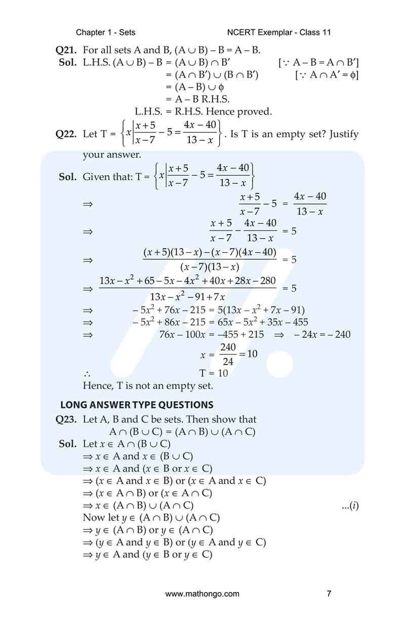 NCERT Exemplar for Class 11 Maths Chapter 1 – MathonGo