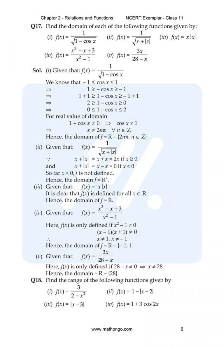 NCERT Exemplar for Class 11 Maths Chapter 2 – MathonGo
