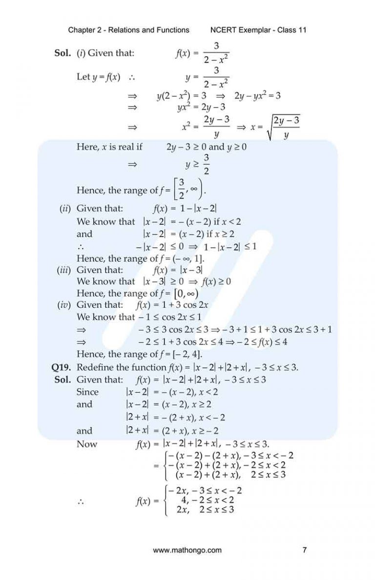 NCERT Exemplar for Class 11 Maths Chapter 2 – MathonGo