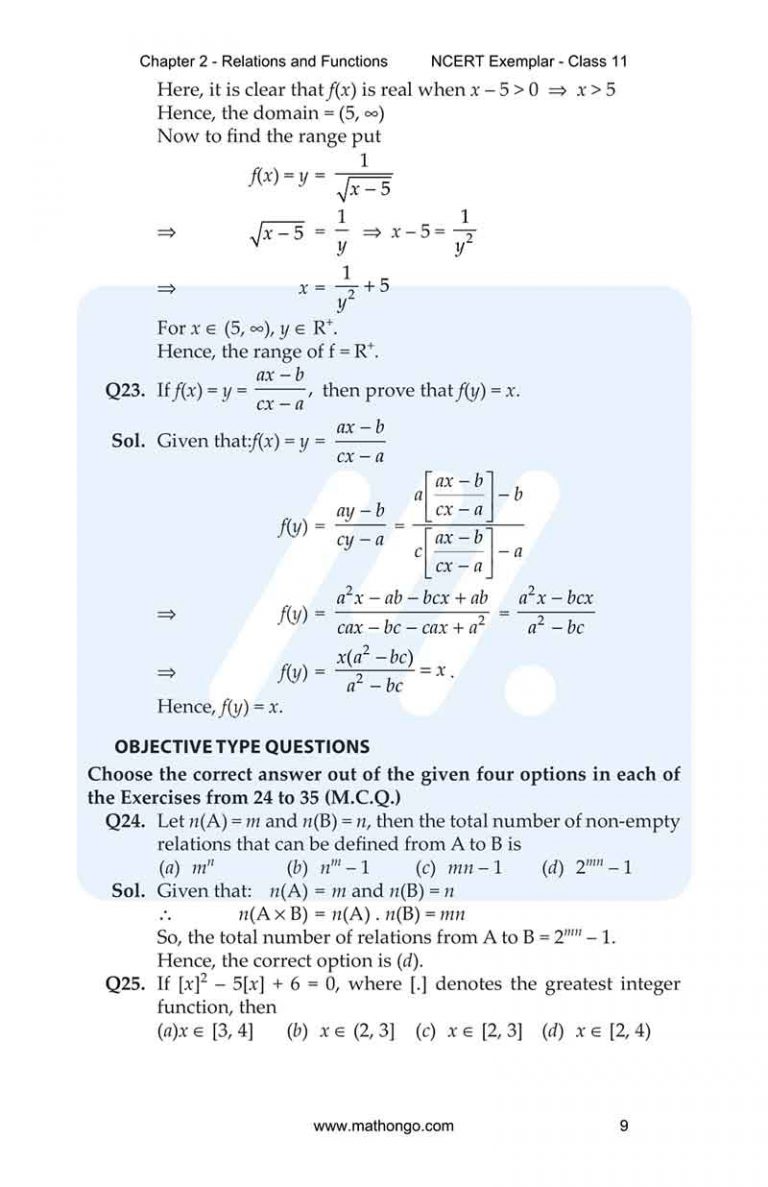 NCERT Exemplar for Class 11 Maths Chapter 2 – MathonGo