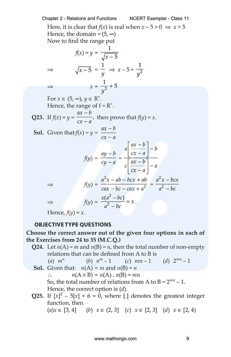 NCERT Exemplar for Class 11 Maths Chapter 2 – MathonGo