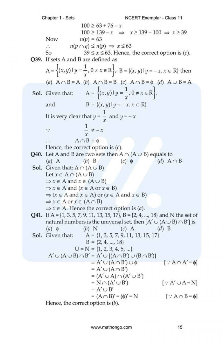 NCERT Exemplar for Class 11 Maths Chapter 1 – MathonGo