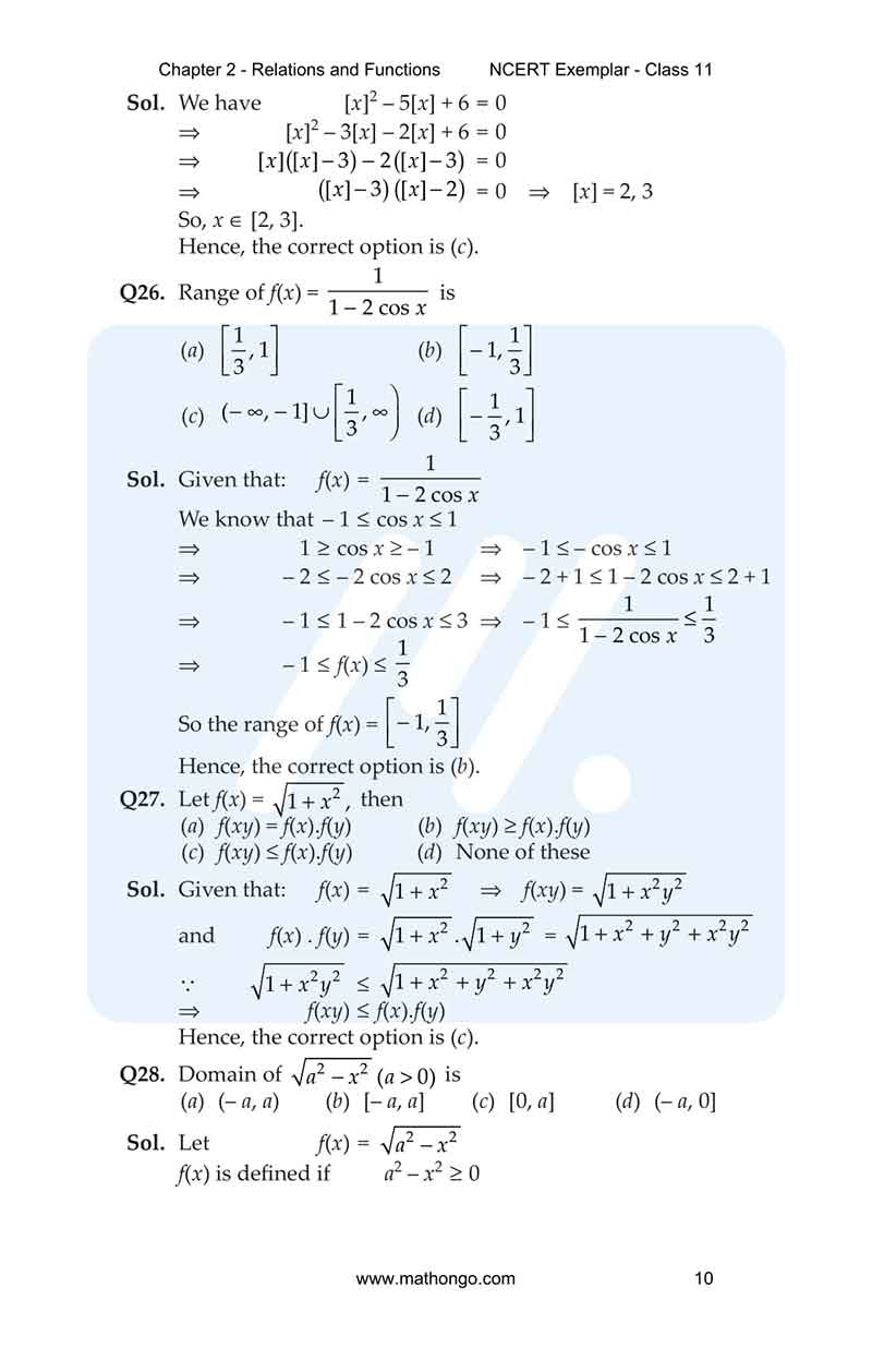 NCERT Exemplar for Class 11 Maths Chapter 2 – MathonGo