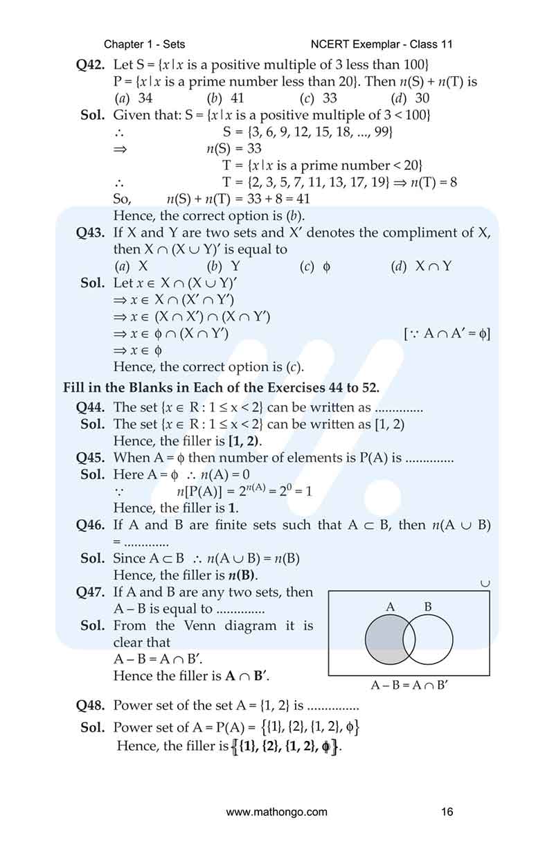 NCERT Exemplar for Class 11 Maths Chapter 1 – MathonGo