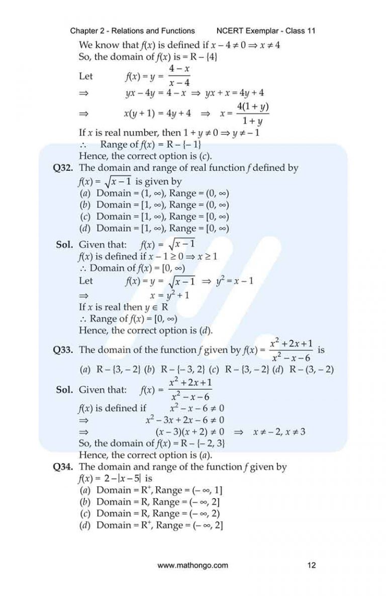 NCERT Exemplar for Class 11 Maths Chapter 2 – MathonGo