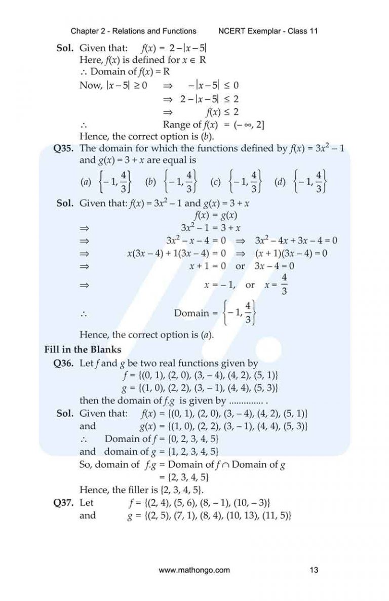 NCERT Exemplar for Class 11 Maths Chapter 2 – MathonGo
