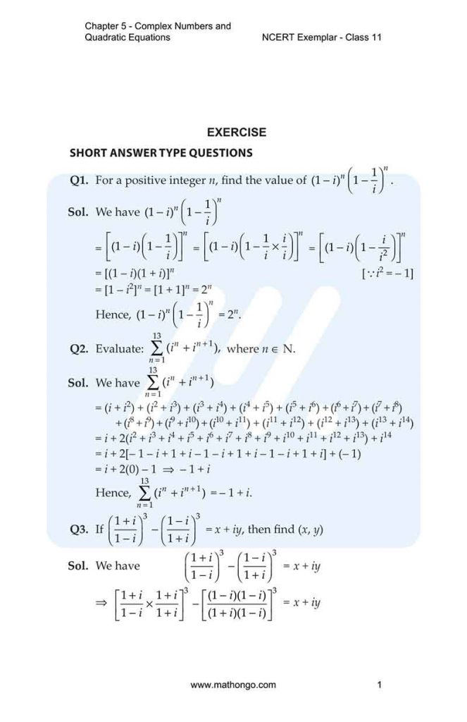 NCERT Exemplar For Class 11 Maths Chapter 5 MathonGo NCERT Exemplar For Class 11 Maths Chapter 5 MathonGo