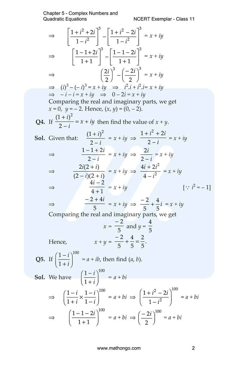 NCERT Exemplar for Class 11 Maths Chapter 5 – MathonGo