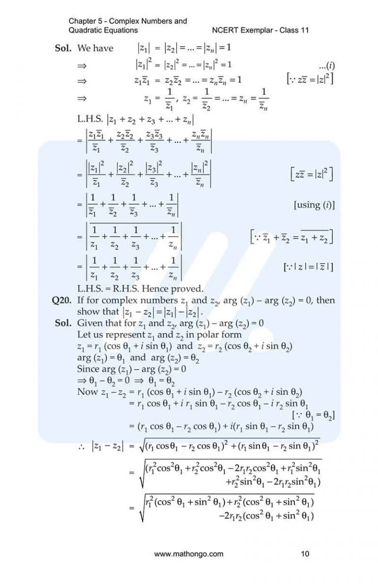 NCERT Exemplar for Class 11 Maths Chapter 5 – MathonGo