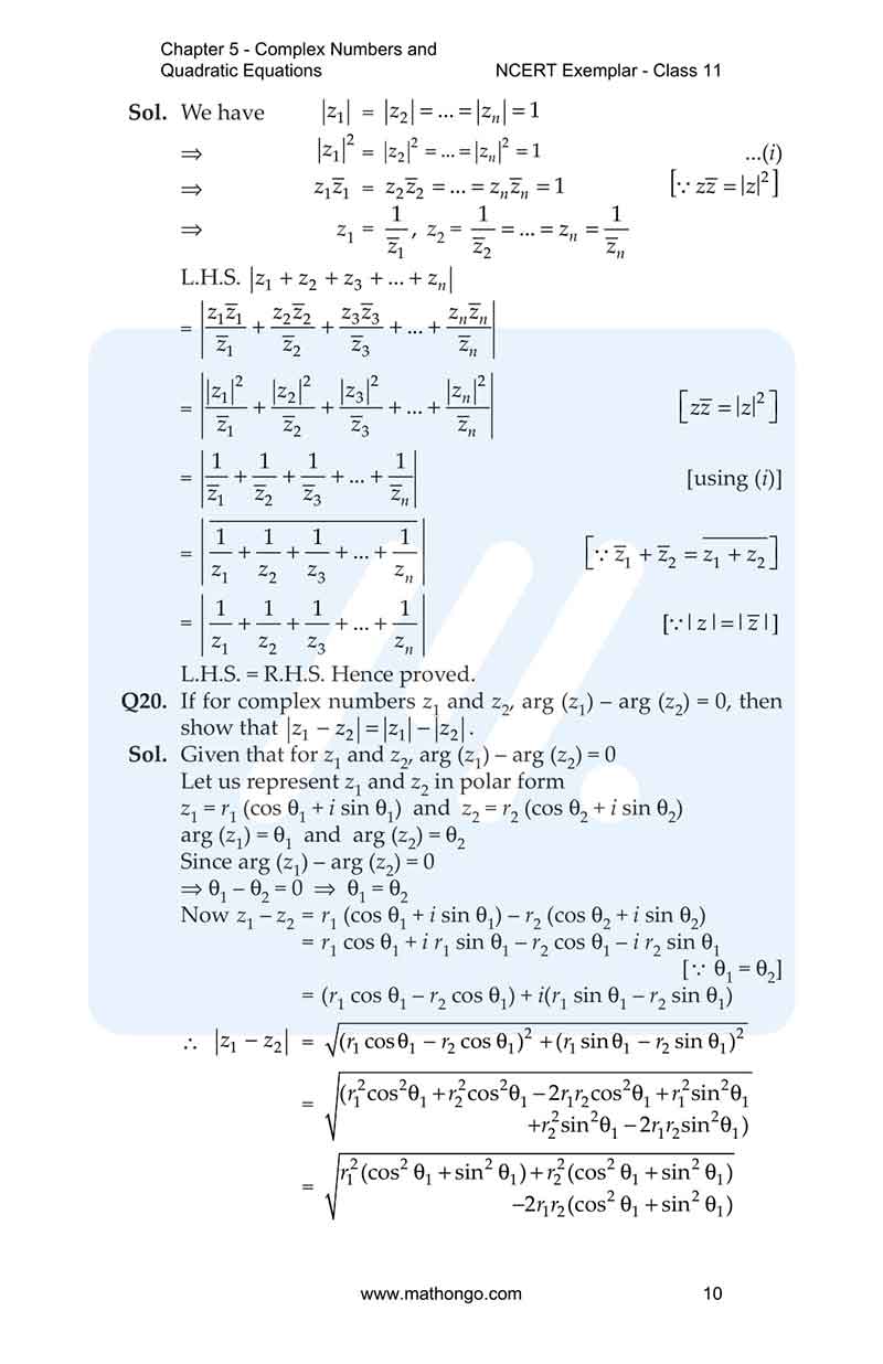 NCERT Exemplar for Class 11 Maths Chapter 5 – MathonGo