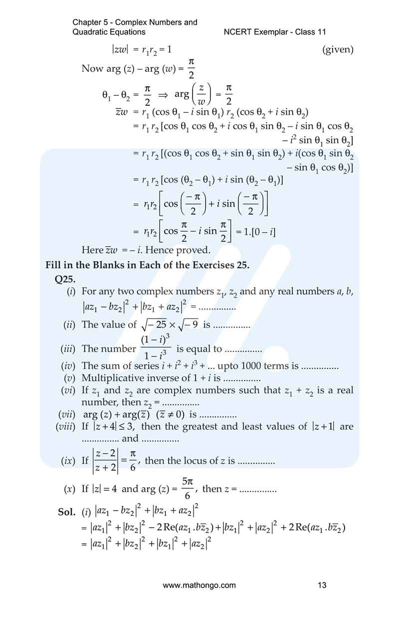NCERT Exemplar for Class 11 Maths Chapter 5 – MathonGo