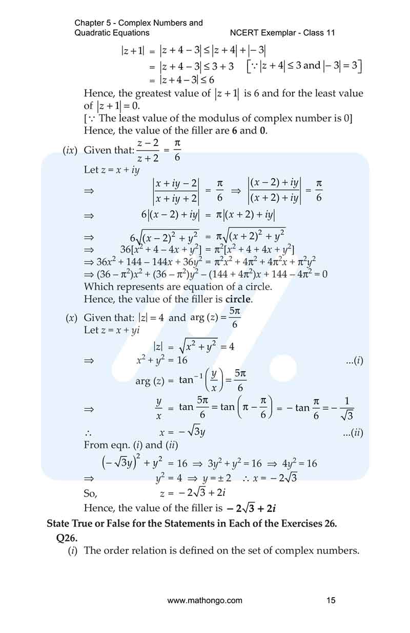 NCERT Exemplar for Class 11 Maths Chapter 5 – MathonGo