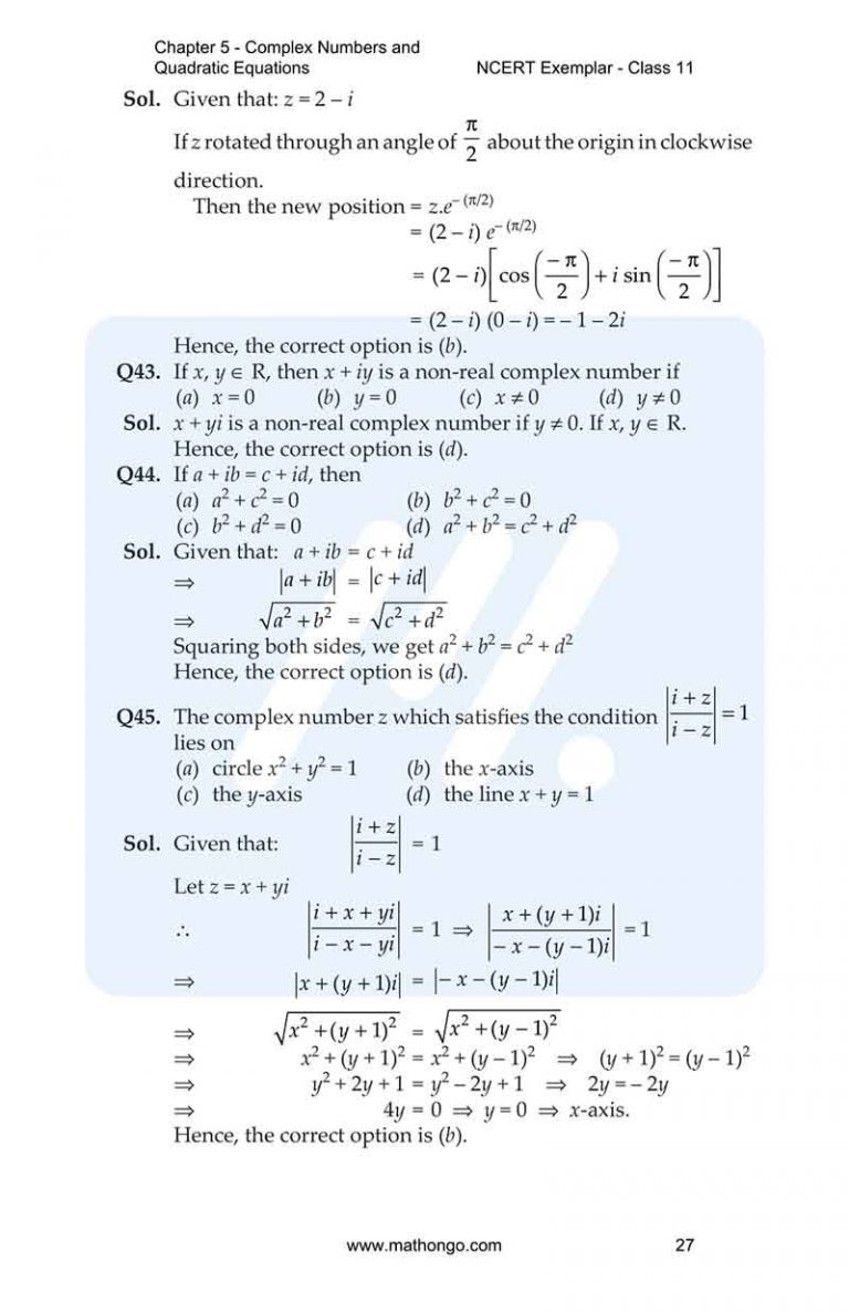 NCERT Exemplar for Class 11 Maths Chapter 5 – MathonGo