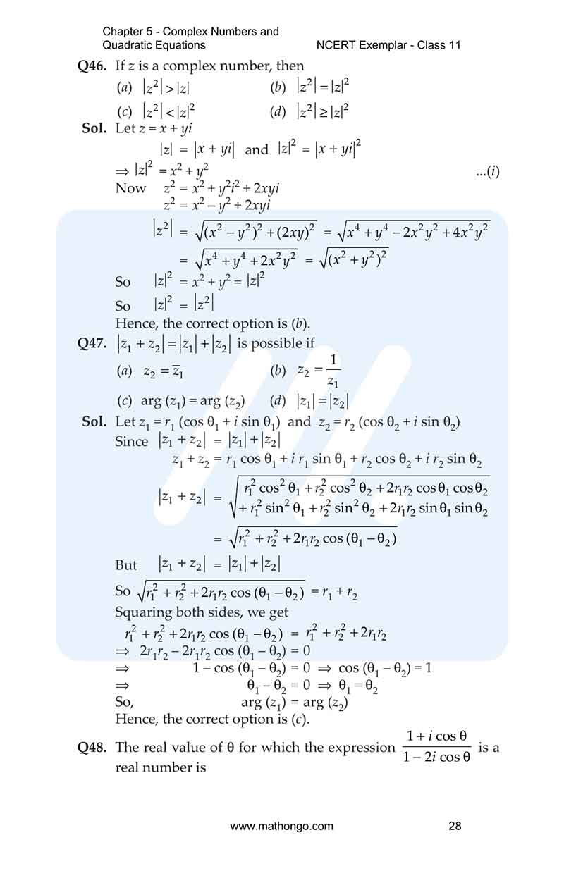NCERT Exemplar for Class 11 Maths Chapter 5 – MathonGo