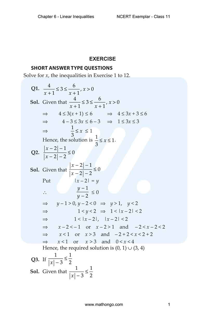 NCERT Exemplar for Class 11 Maths Chapter 6 – MathonGo
