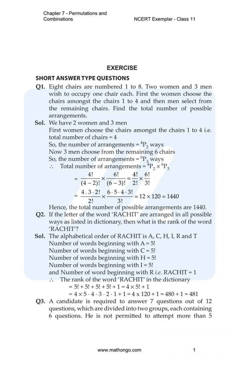 NCERT Exemplar for Class 11 Maths Chapter 7 – MathonGo
