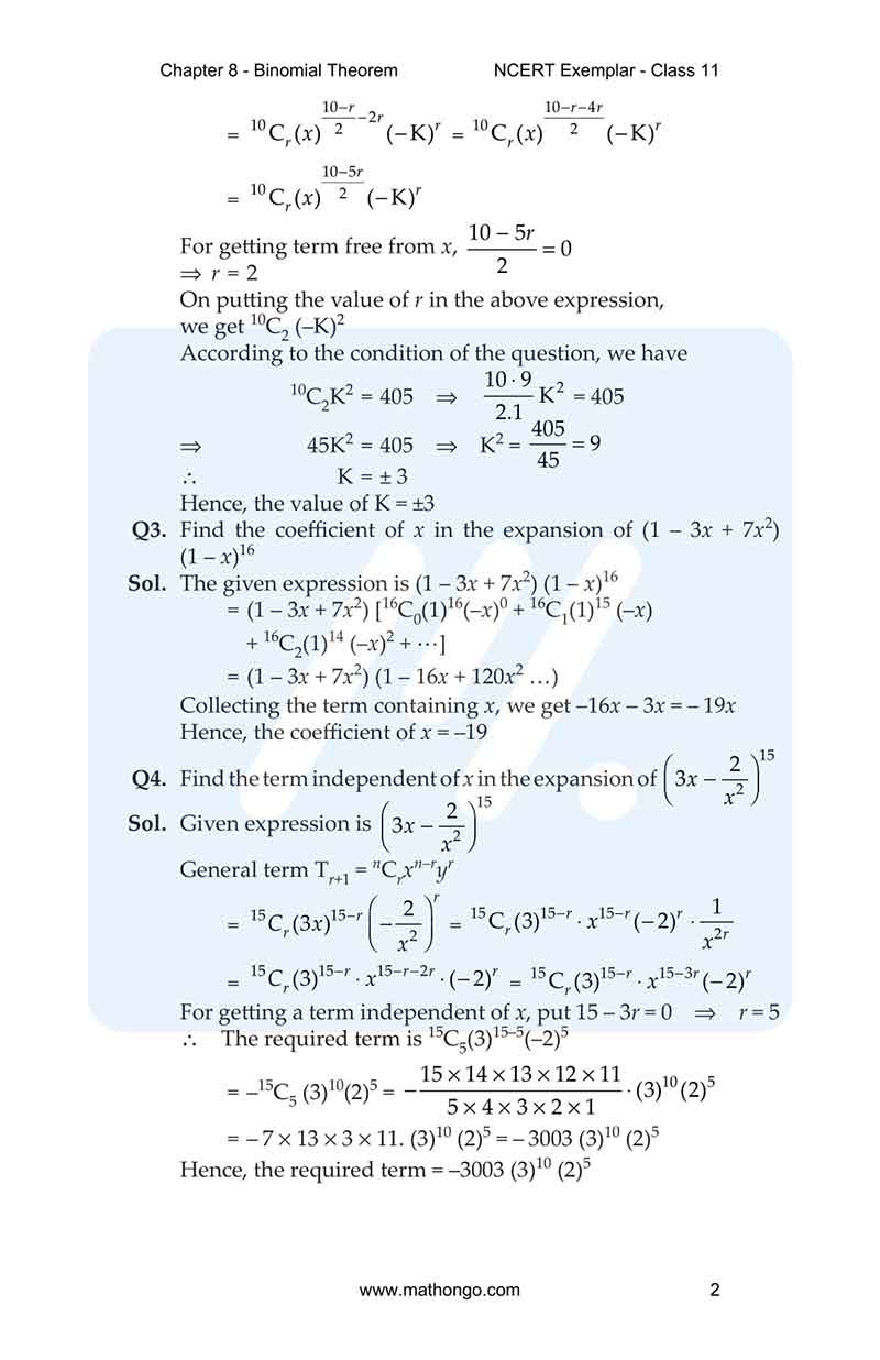 NCERT Exemplar for Class 11 Maths Chapter 8 – MathonGo