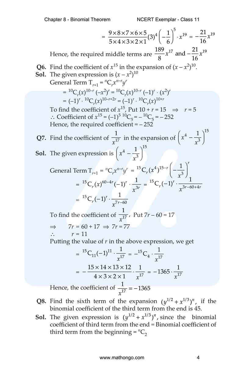 NCERT Exemplar for Class 11 Maths Chapter 8 – MathonGo