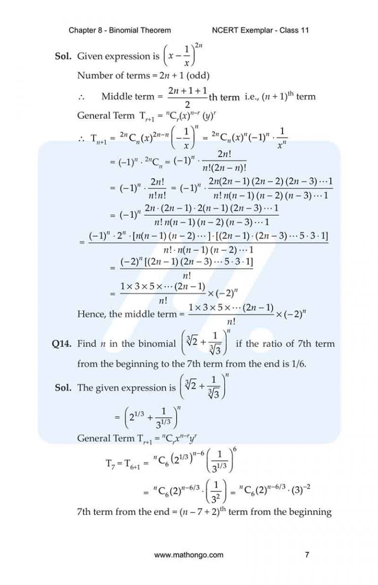 NCERT Exemplar for Class 11 Maths Chapter 8 – MathonGo