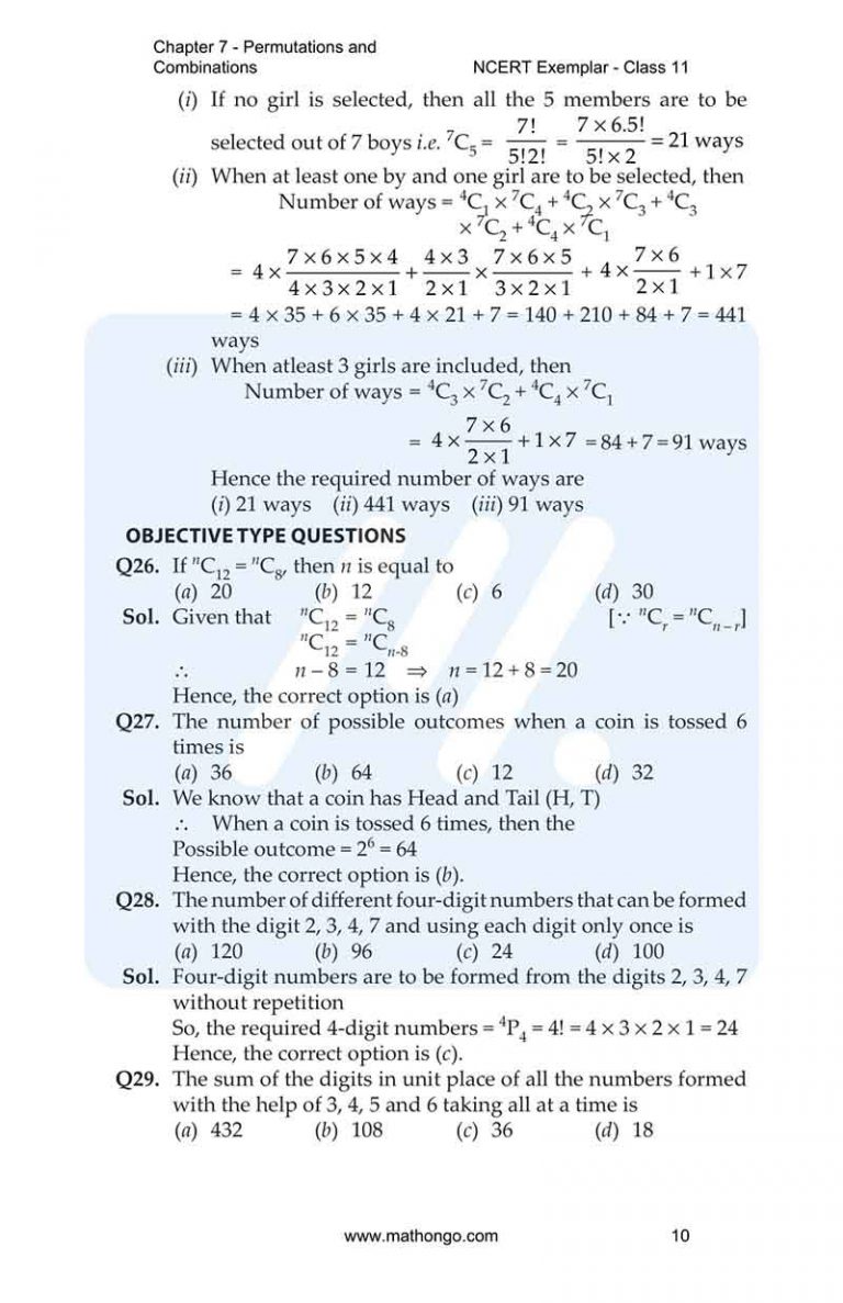 NCERT Exemplar for Class 11 Maths Chapter 7 – MathonGo