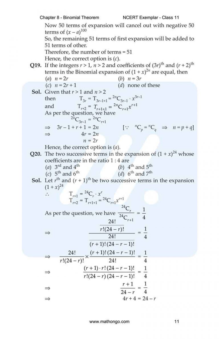 NCERT Exemplar for Class 11 Maths Chapter 8 – MathonGo