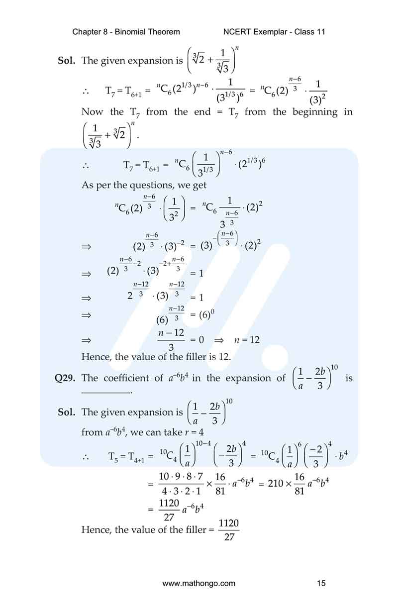 NCERT Exemplar for Class 11 Maths Chapter 8 – MathonGo