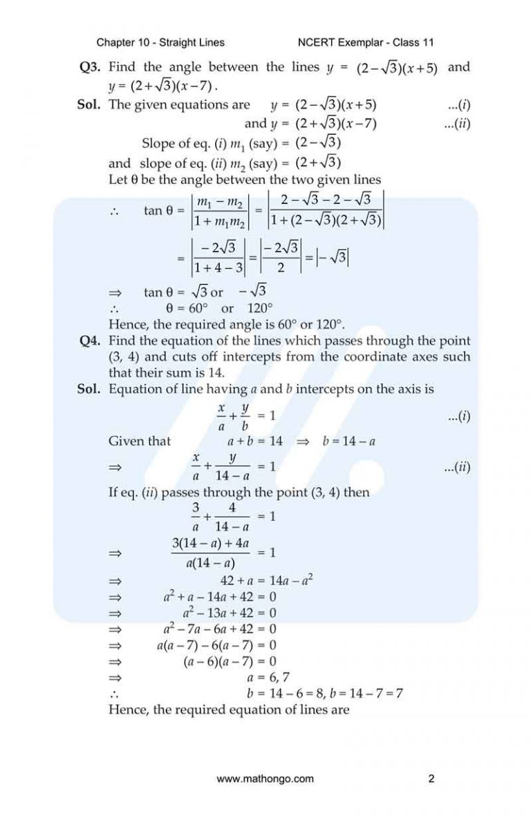 NCERT Exemplar for Class 11 Maths Chapter 10 – MathonGo