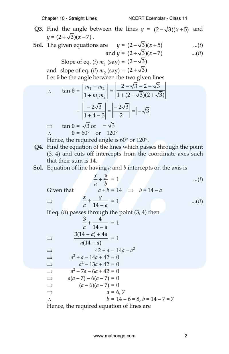 NCERT Exemplar for Class 11 Maths Chapter 10 – MathonGo