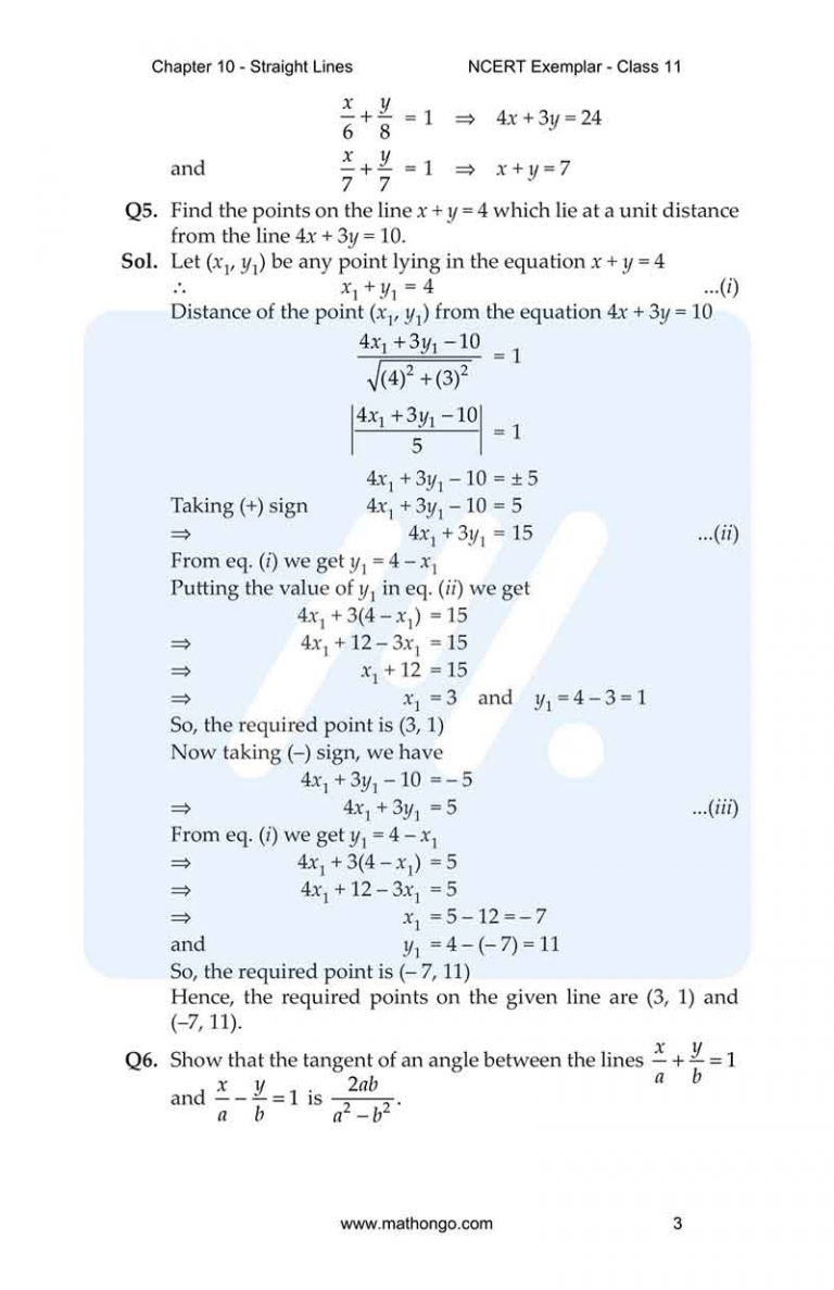 NCERT Exemplar for Class 11 Maths Chapter 10 – MathonGo