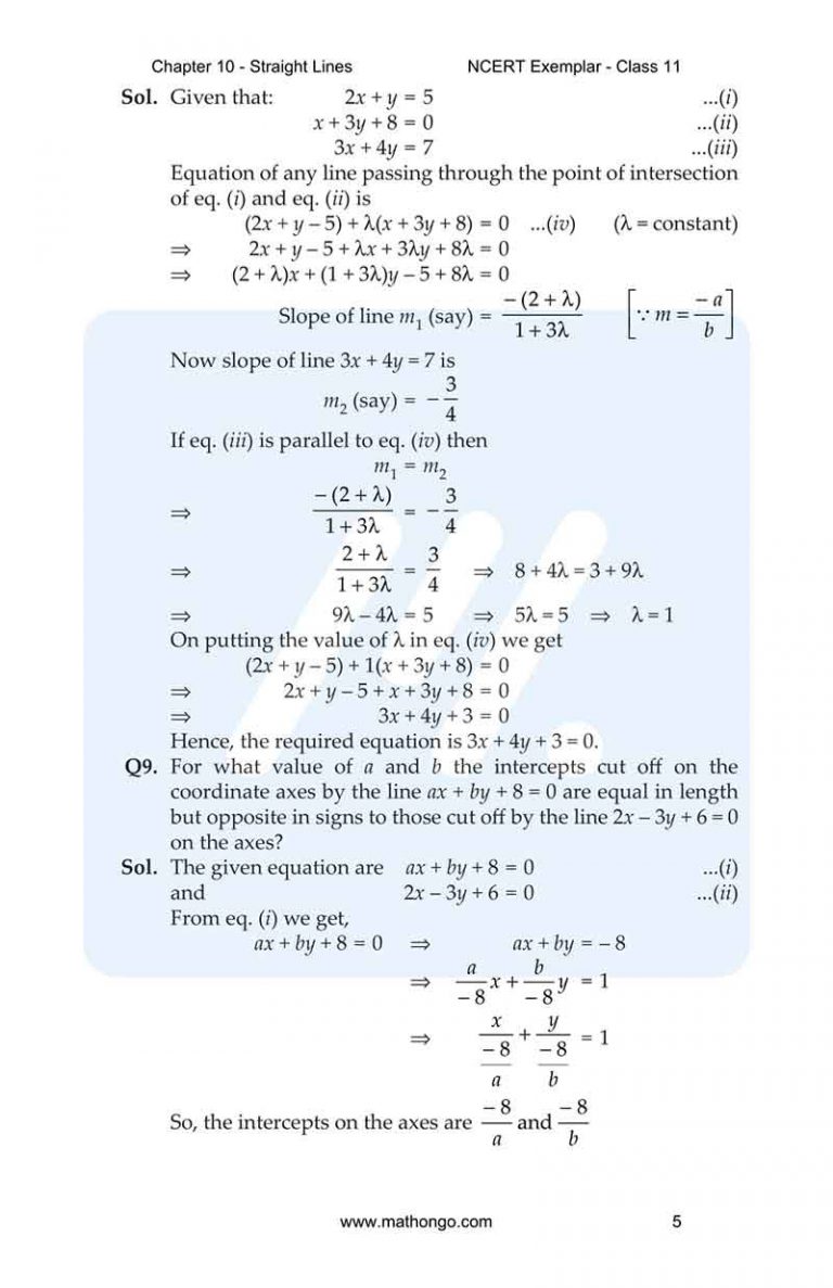 NCERT Exemplar for Class 11 Maths Chapter 10 – MathonGo