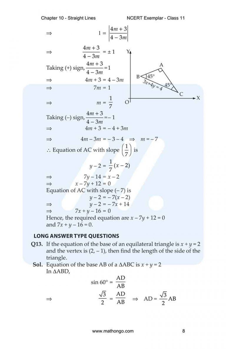NCERT Exemplar for Class 11 Maths Chapter 10 – MathonGo