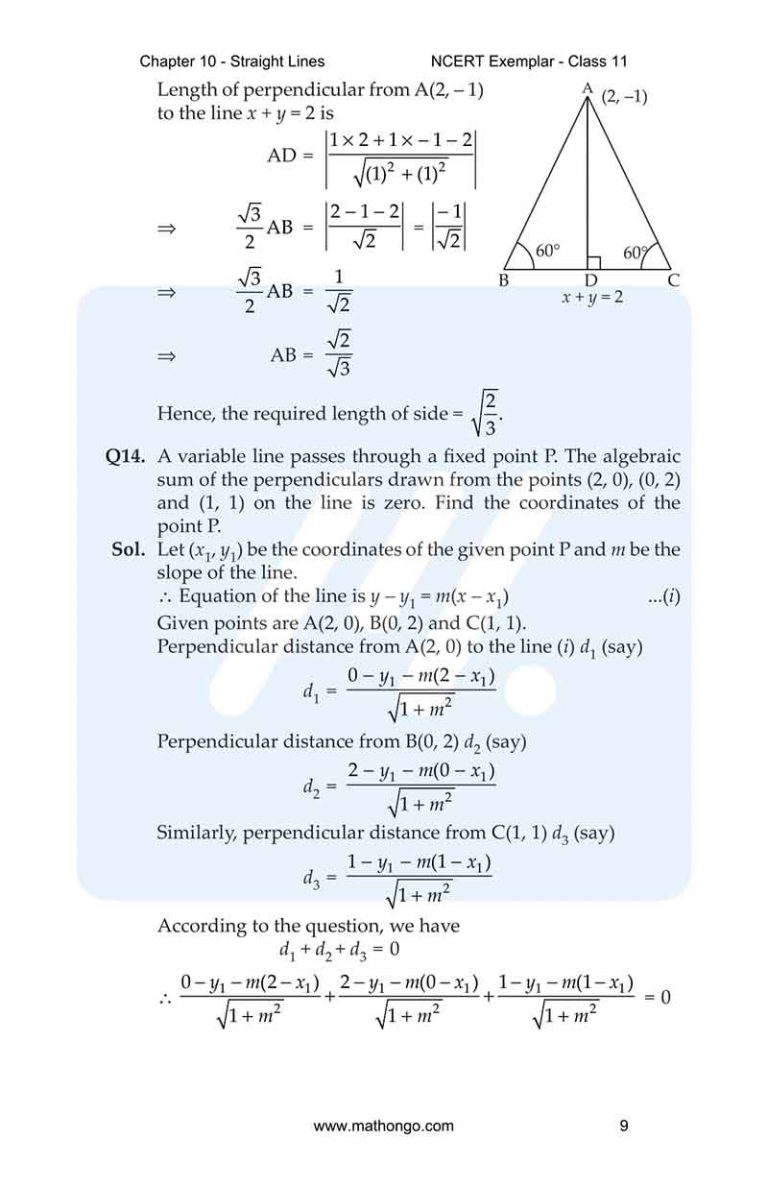 NCERT Exemplar for Class 11 Maths Chapter 10 – MathonGo