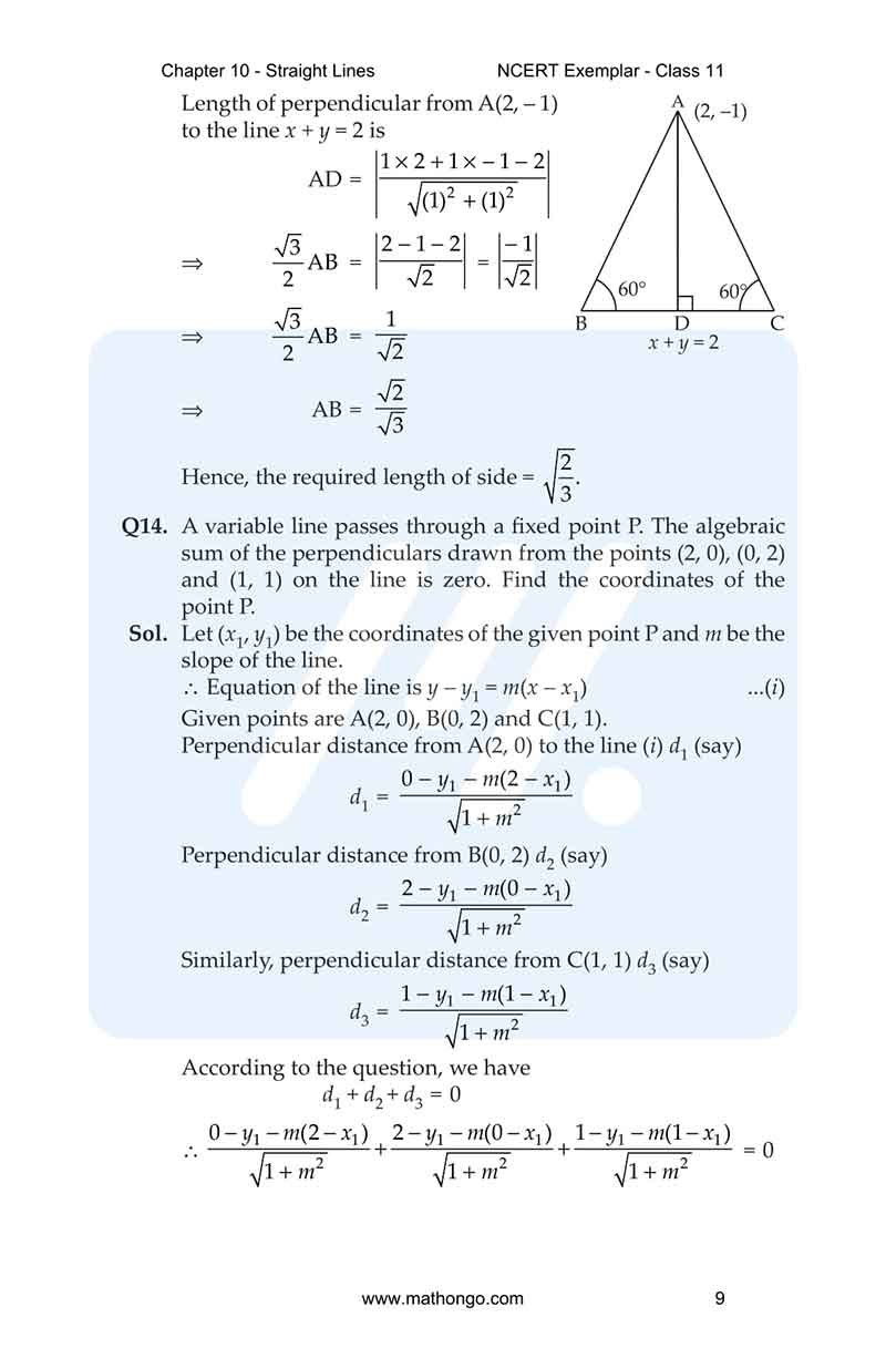 NCERT Exemplar for Class 11 Maths Chapter 10 – MathonGo