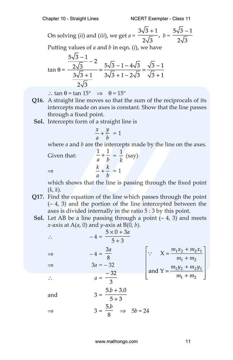 NCERT Exemplar for Class 11 Maths Chapter 10 – MathonGo