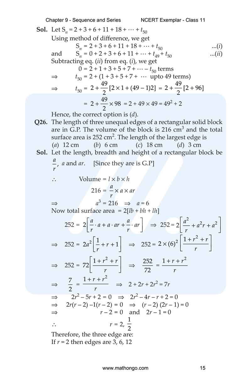 NCERT Exemplar for Class 11 Maths Chapter 9 – MathonGo