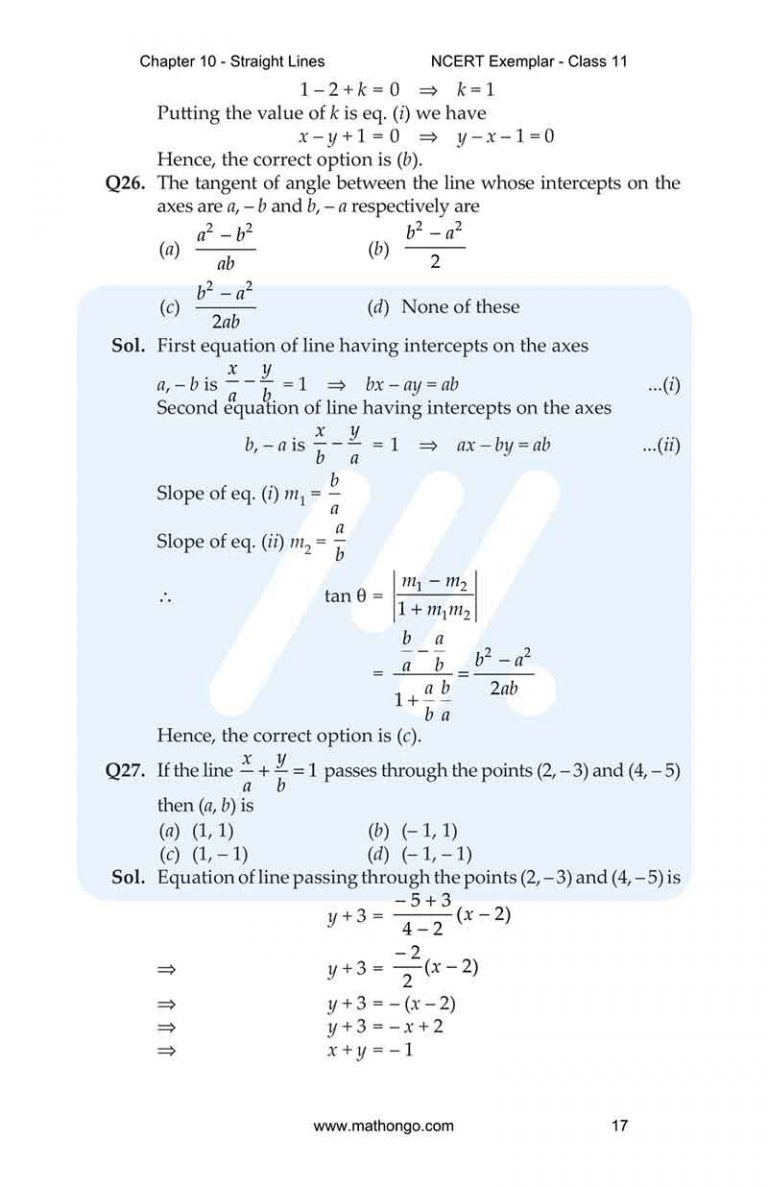 NCERT Exemplar for Class 11 Maths Chapter 10 – MathonGo
