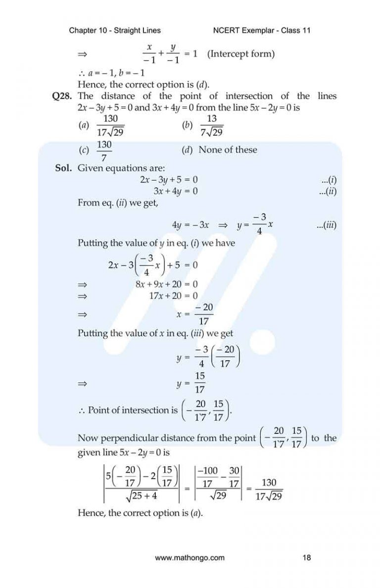 NCERT Exemplar for Class 11 Maths Chapter 10 – MathonGo