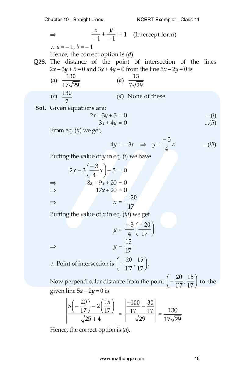NCERT Exemplar for Class 11 Maths Chapter 10 – MathonGo