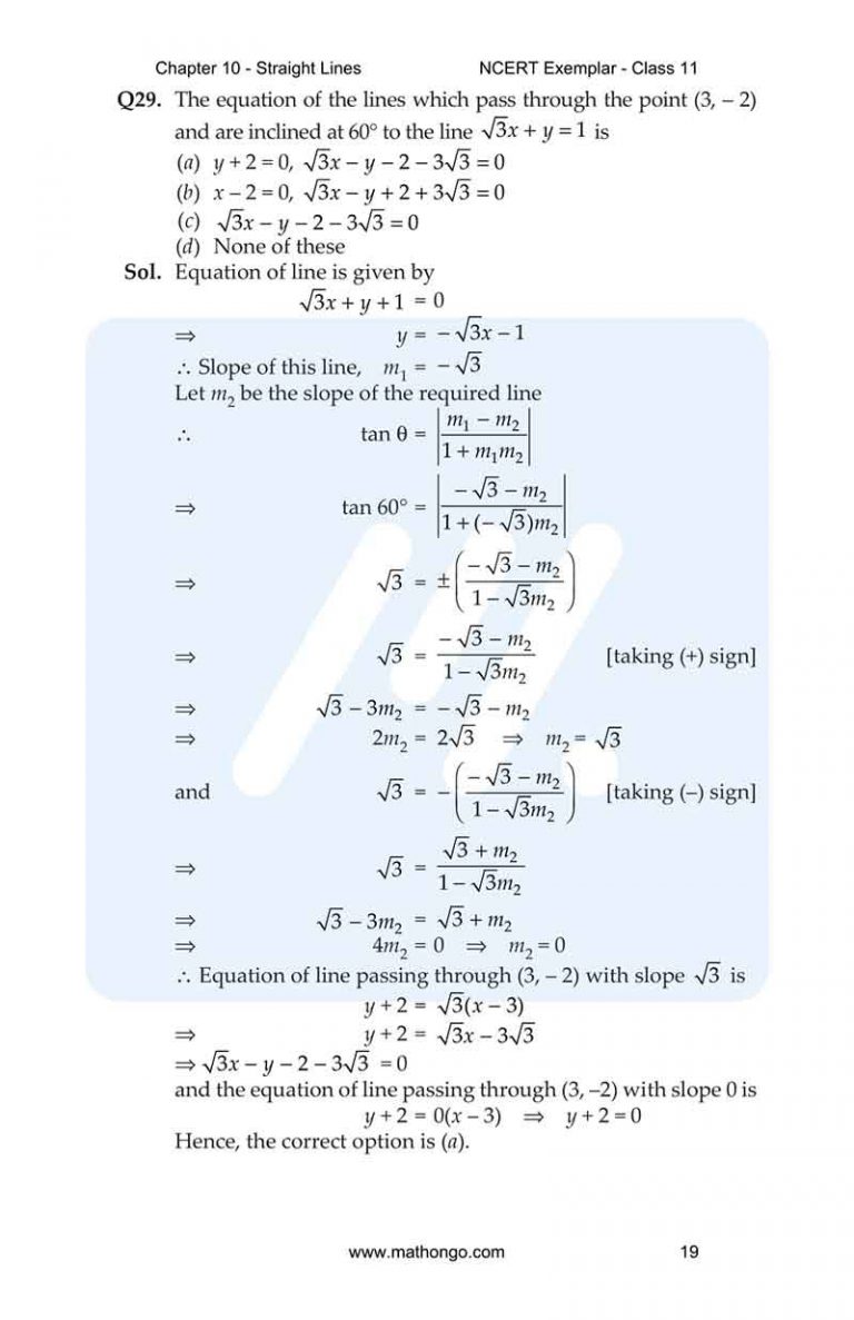 NCERT Exemplar for Class 11 Maths Chapter 10 – MathonGo