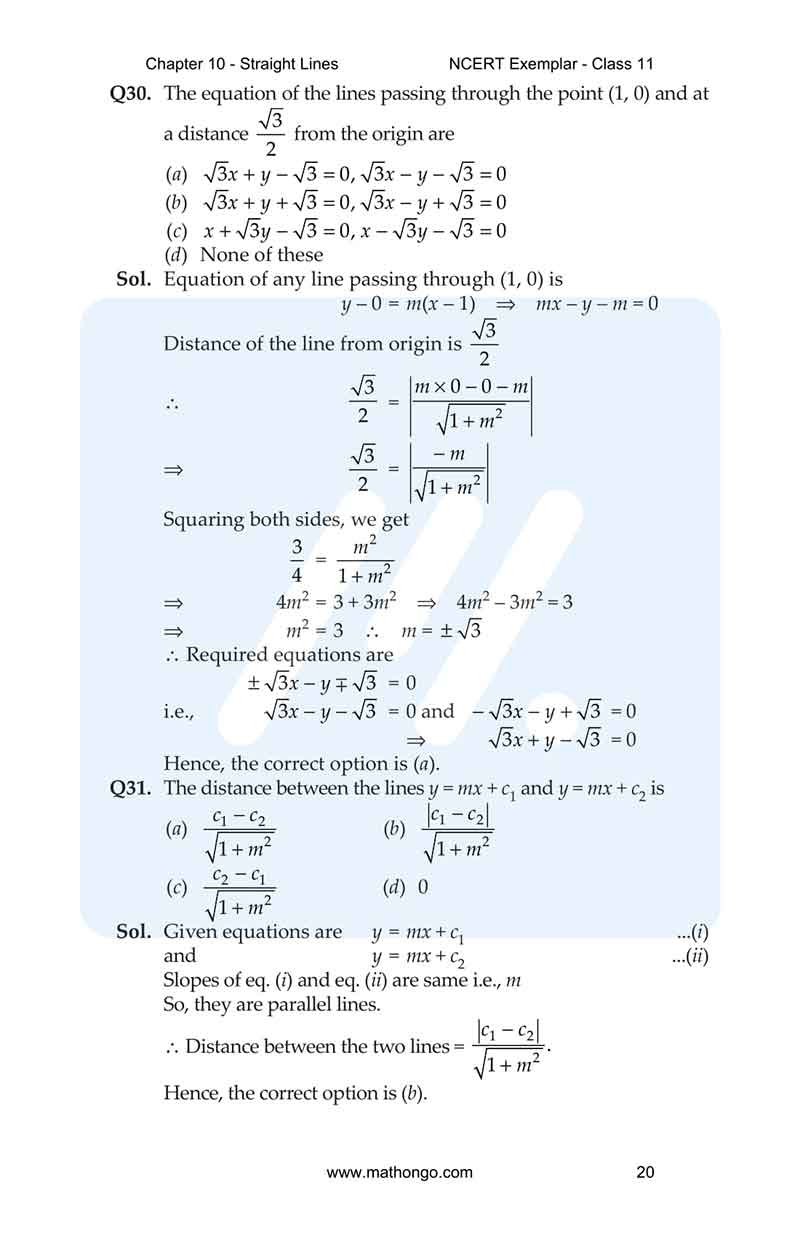 NCERT Exemplar for Class 11 Maths Chapter 10 – MathonGo