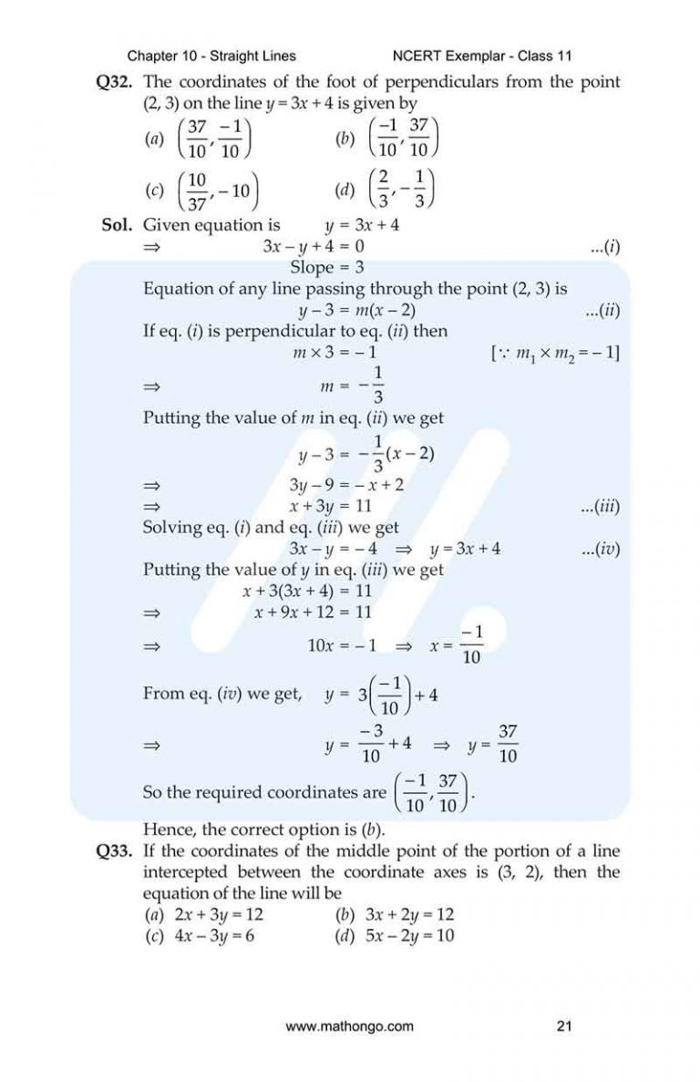 NCERT Exemplar for Class 11 Maths Chapter 10 – MathonGo