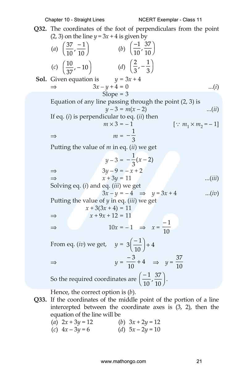 NCERT Exemplar for Class 11 Maths Chapter 10 – MathonGo