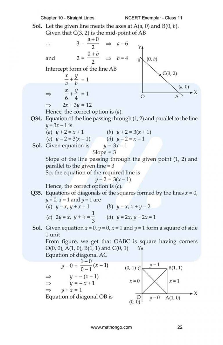 NCERT Exemplar for Class 11 Maths Chapter 10 – MathonGo