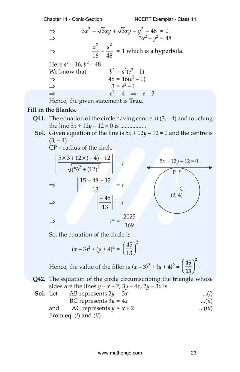 NCERT Exemplar for Class 11 Maths Chapter 11 – MathonGo